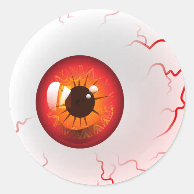 Red Horror Eyeball Classic Round Sticker | Zazzle