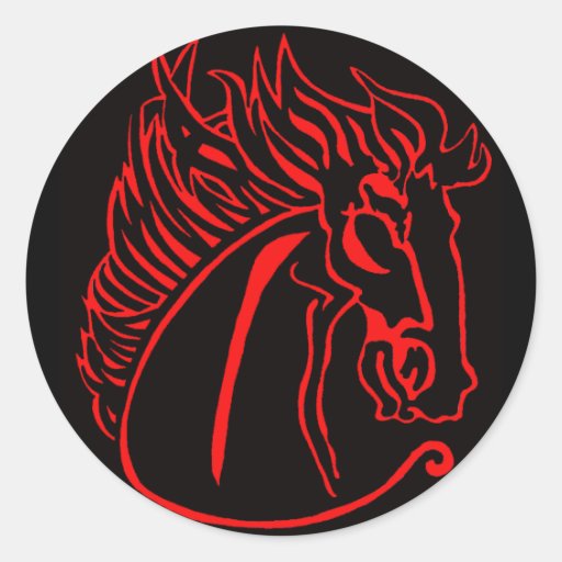 Red Horse Round Stickers | Zazzle