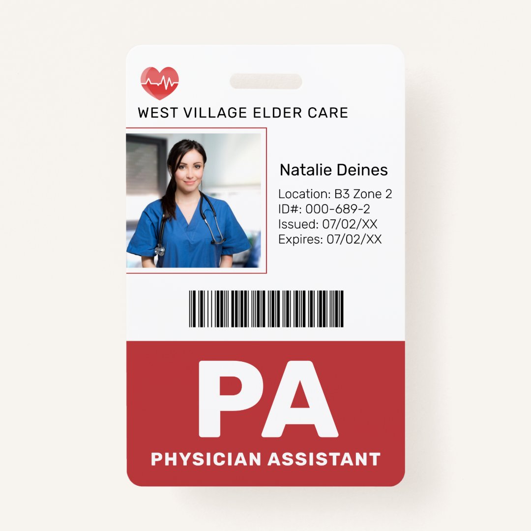 Red | Hospital Medical Employee Photo ID Badge | Zazzle