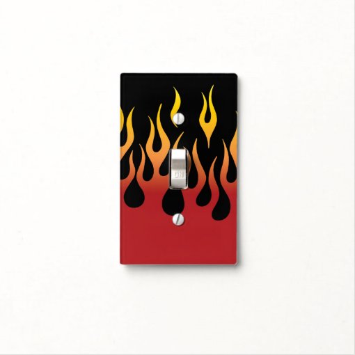 Red Hot Fire Flames in Red Gold and Black Light Switch Cover | Zazzle