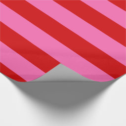 Red, Hot Pink #2 XL Preppy Stripe 1X Wrapping Paper | Zazzle