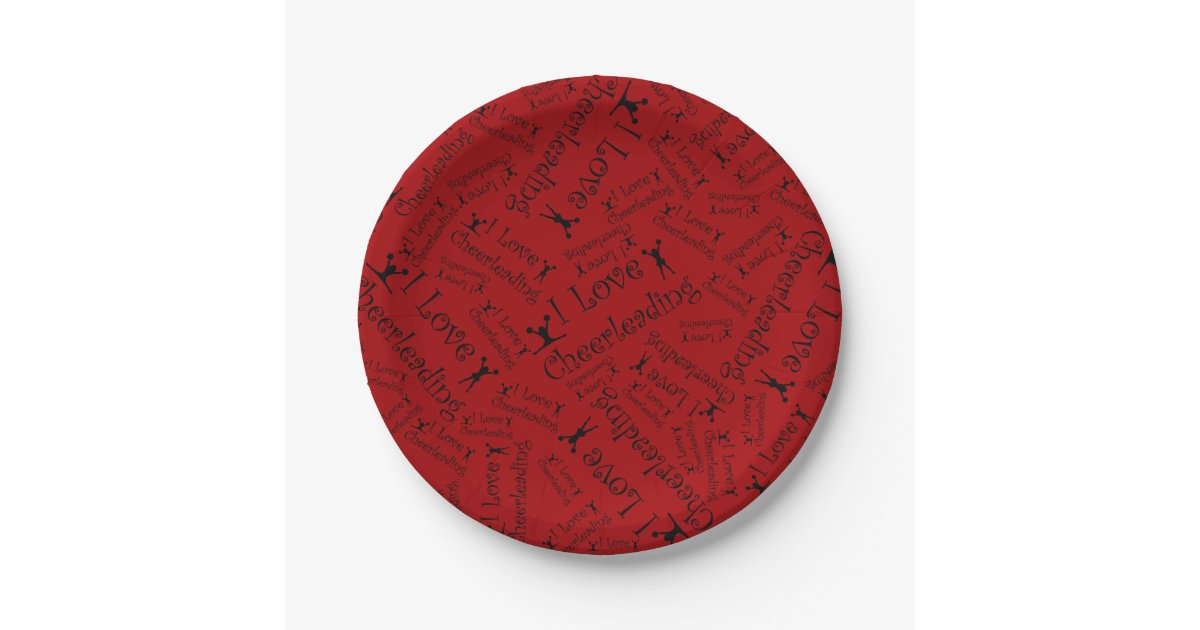 Red I love cheerleading Paper Plates | Zazzle