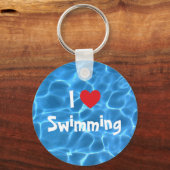 Red I Love Swimming Blue Swimming Pool Keychain | Zazzle