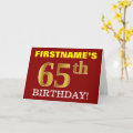 Red, Imitation Gold "65th BIRTHDAY" Birthday Card | Zazzle