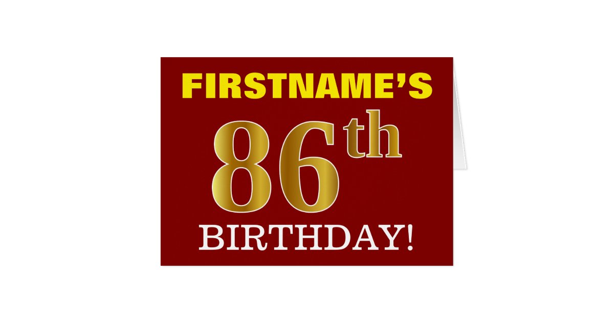Red, Imitation Gold "86th BIRTHDAY" Birthday Card | Zazzle