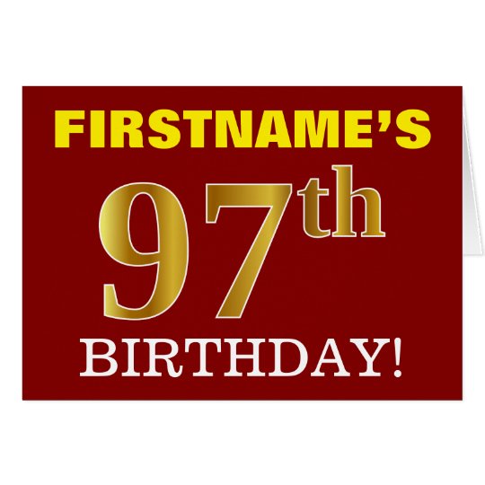 Red, Imitation Gold "97th BIRTHDAY" Birthday Card | Zazzle.com