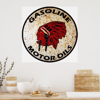 Red Indian Gasoline vintage sign rusted vers. | Zazzle