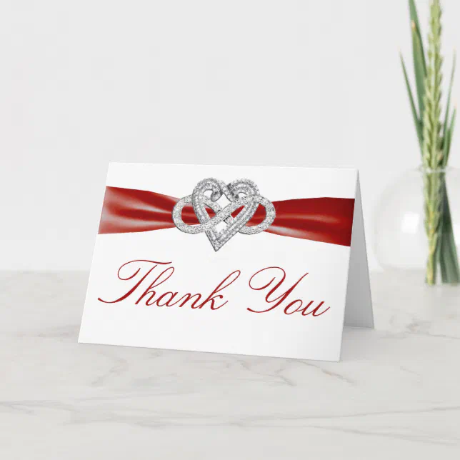 Red Infinity Heart Thank You Card | Zazzle