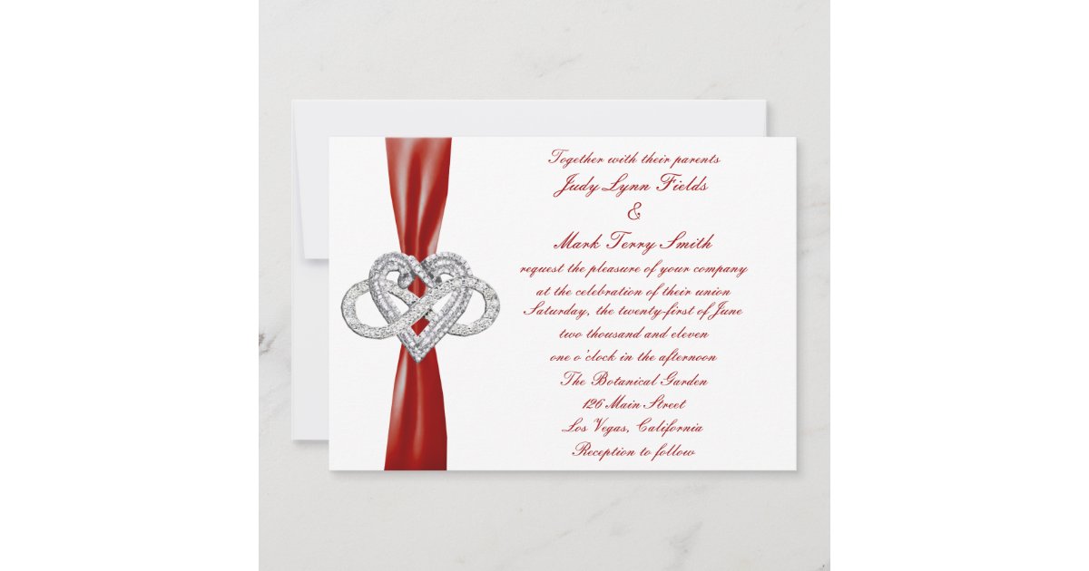 Red Infinity Heart Wedding Invitation | Zazzle