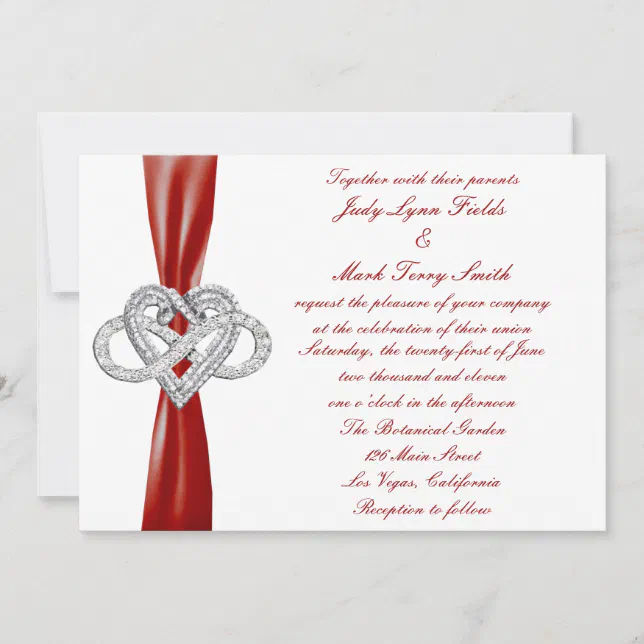 Red Infinity Heart Wedding Invitation | Zazzle
