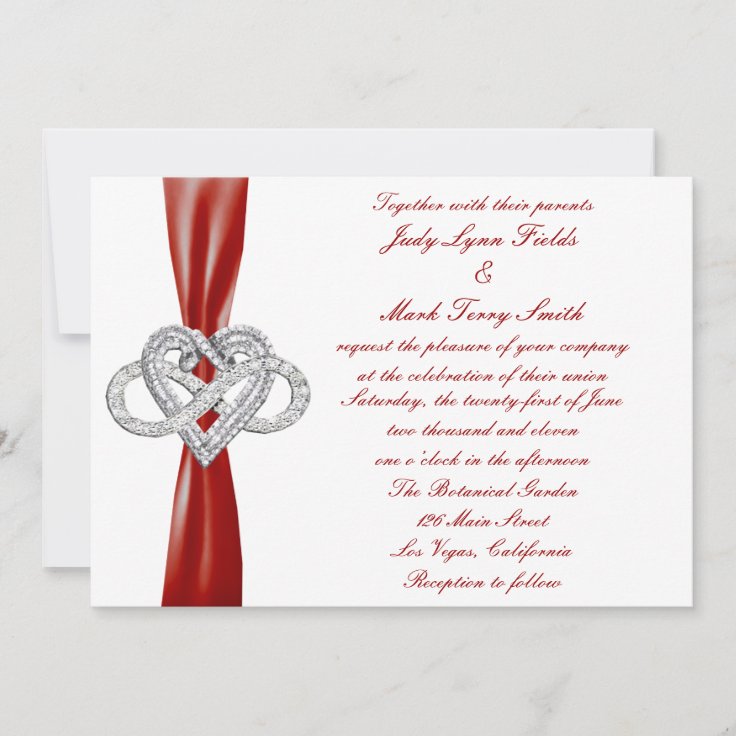 Red Infinity Heart Wedding Invitation | Zazzle