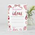 Red Italian Date Night Ideas Bridal Shower Game Invitation | Zazzle