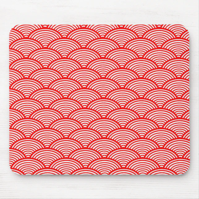 Red Japanese Wave Mouse Pad | Zazzle