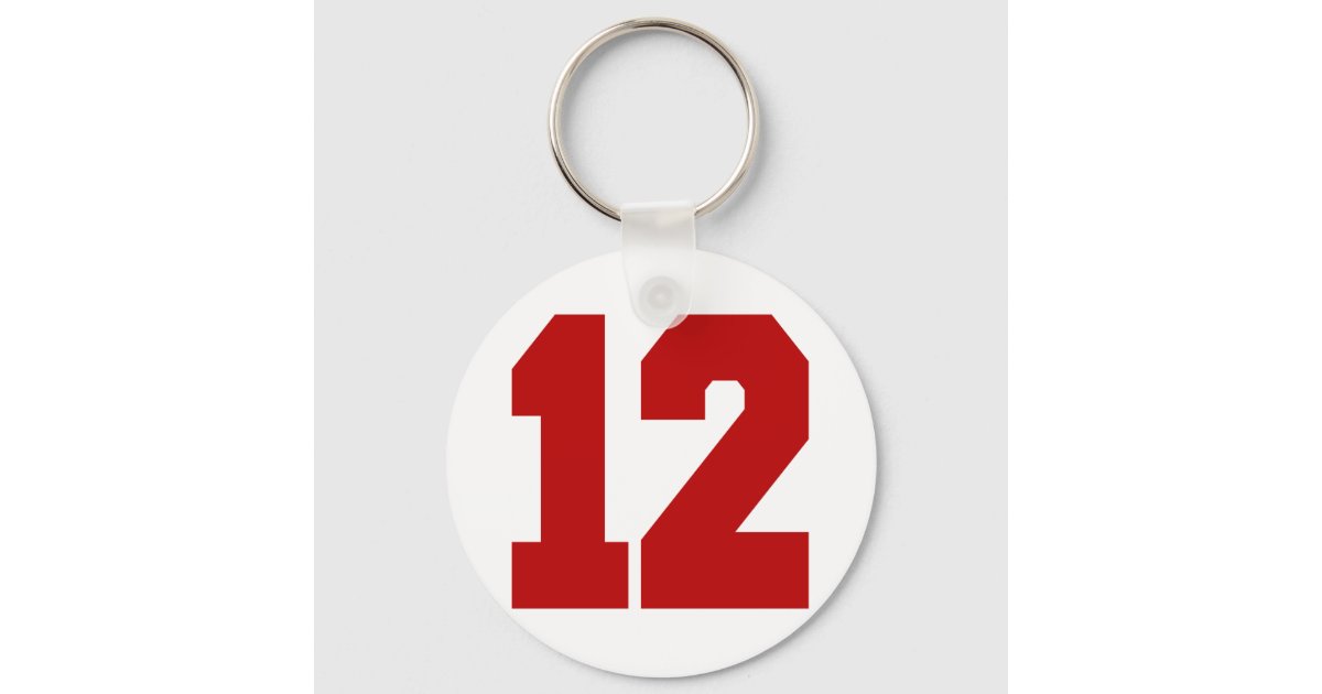 Red Jersey Number 12 Keychain | Zazzle