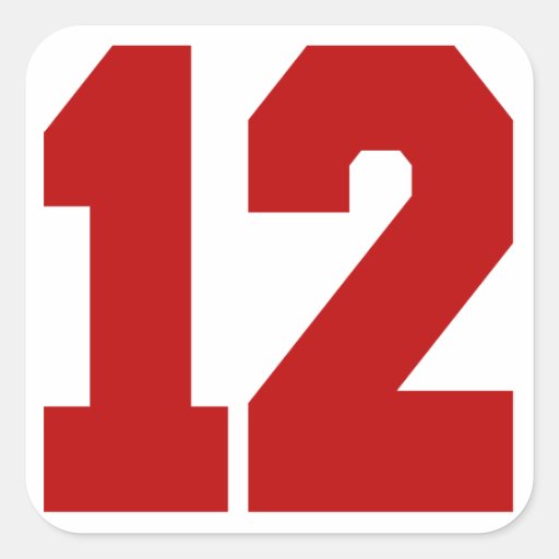 Red Jersey Number 12 Square Sticker | Zazzle