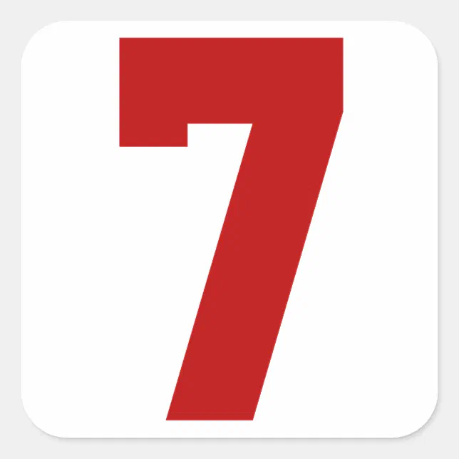 Red Jersey Number 7 Square Sticker | Zazzle