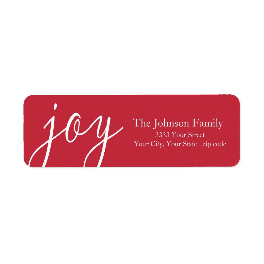 Red Joy Return Address Labels | Zazzle