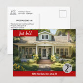 Red Just Sold Real Estate Marketing Logo Postcard | Zazzle