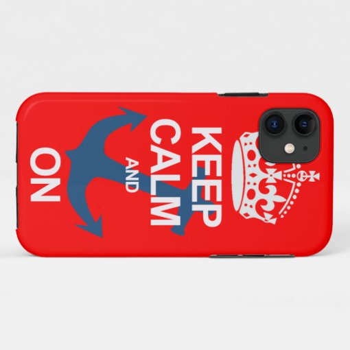 Red Keep Calm and Carry On Sailng iPhone Case | Zazzle