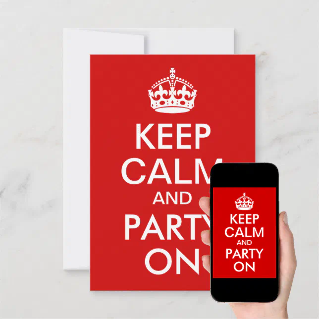 Red Keep Calm and Party On Birthday Invitation | Zazzle