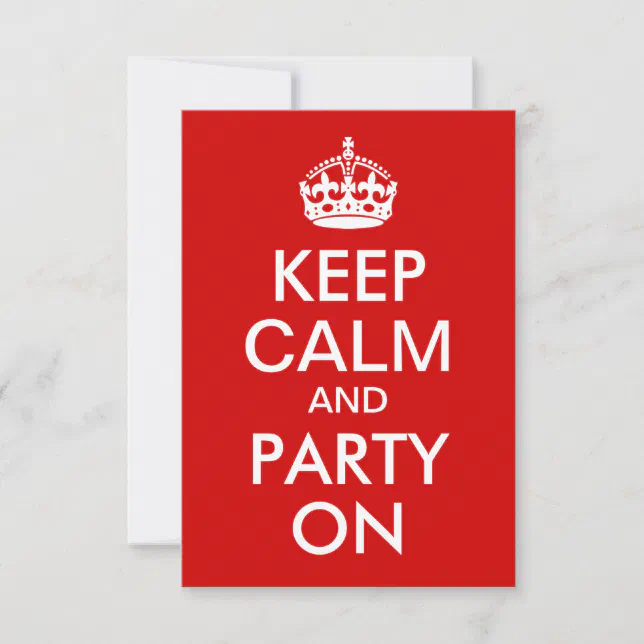 Red Keep Calm and Party On Birthday Invitation | Zazzle