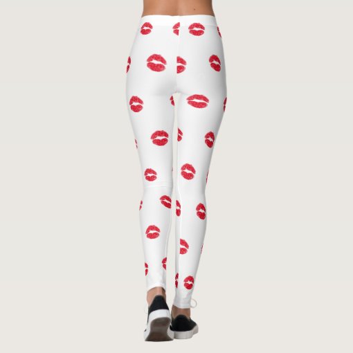 Red Kissing Lips Leggings | Zazzle