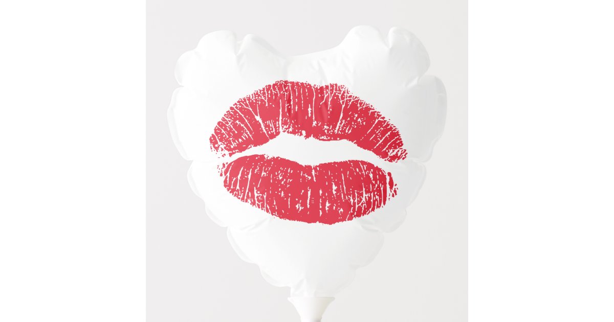 Red Kissing Lips on Black Balloon | Zazzle