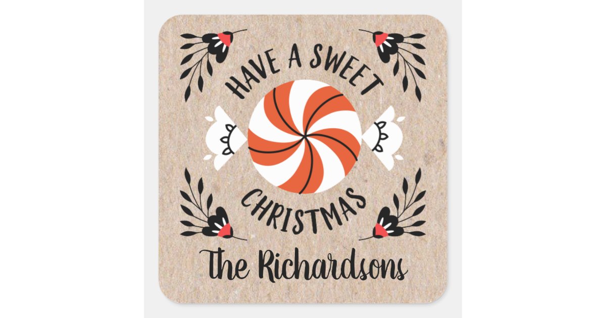 Red Kraft Christmas Peppermint Candy Gift Tags | Zazzle