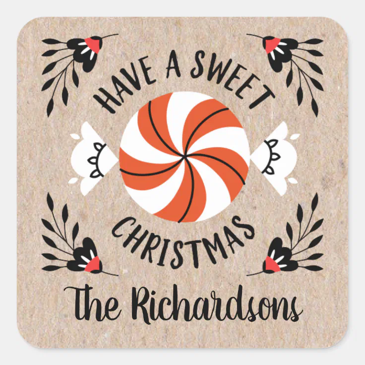 Red Kraft Christmas Peppermint Candy Gift Tags | Zazzle