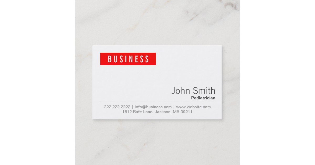 Red Label Pediatrician Business Card | Zazzle