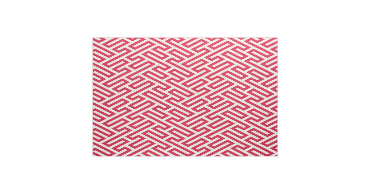 Red Labyrinth Maze Geometric Fabric | Zazzle
