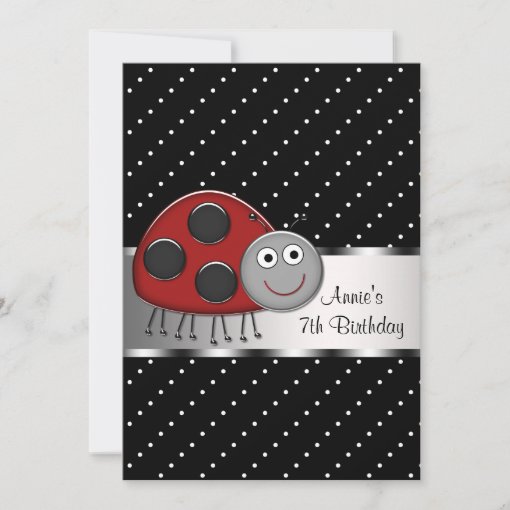 Red Ladybug 7th Birthday Party Invitation Ladybug | Zazzle