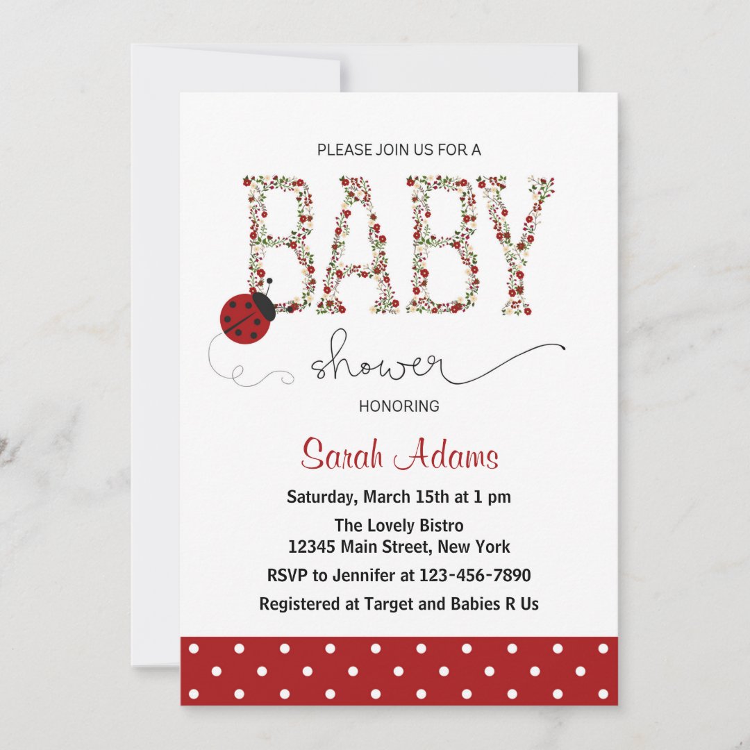 Red Ladybug Baby Shower Invitation | Zazzle