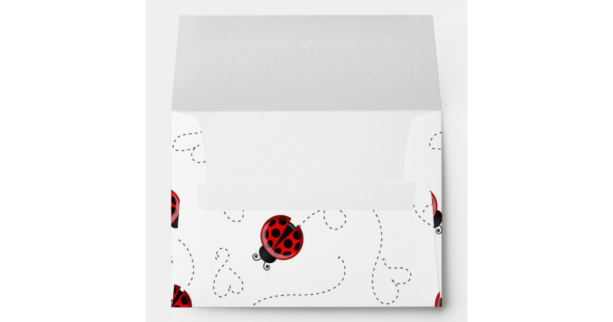 Red Ladybug Beetle Insect Lover Black Hearts Envelope | Zazzle