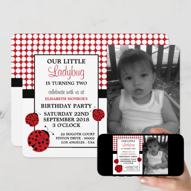 Red Ladybug Children's Birthday Party Invitation | Zazzle