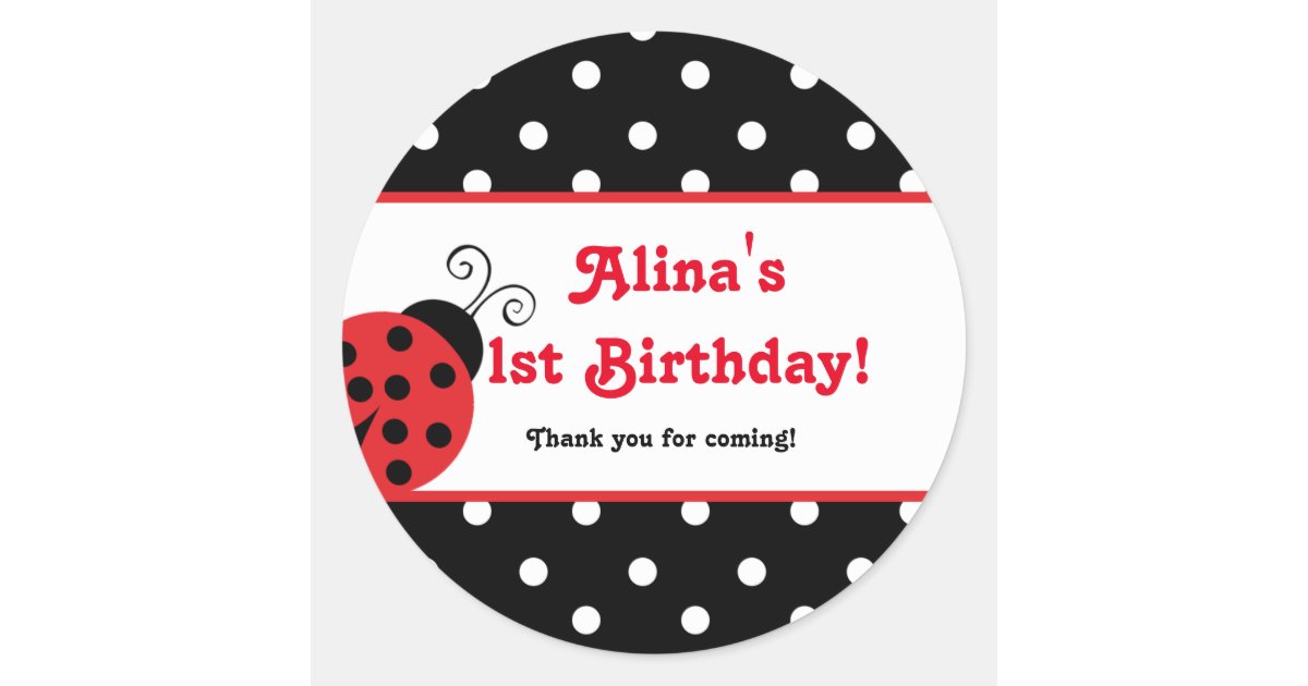 Red Ladybug polka dot party favor stickers | Zazzle
