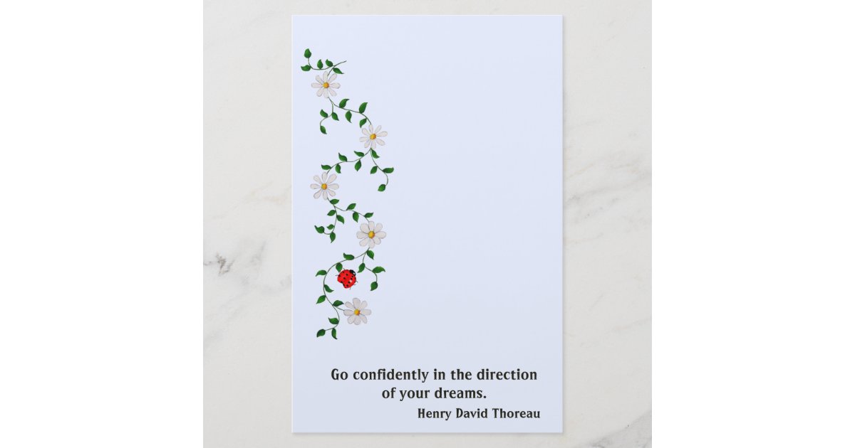 Red Ladybug, White Daisies, Encouragement Stationery | Zazzle