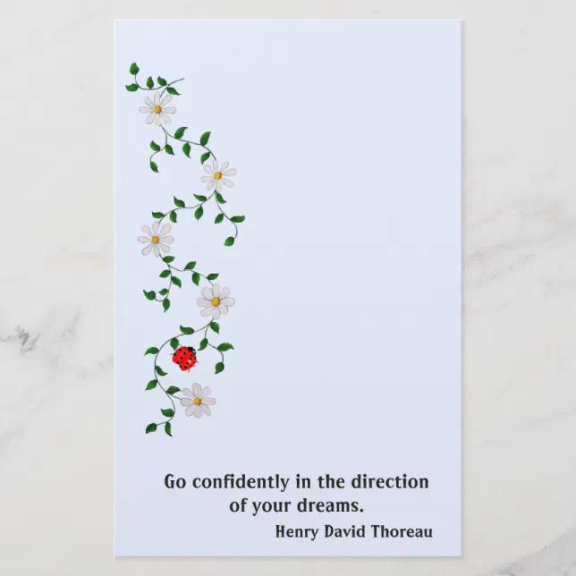 Red Ladybug, White Daisies, Encouragement Stationery | Zazzle