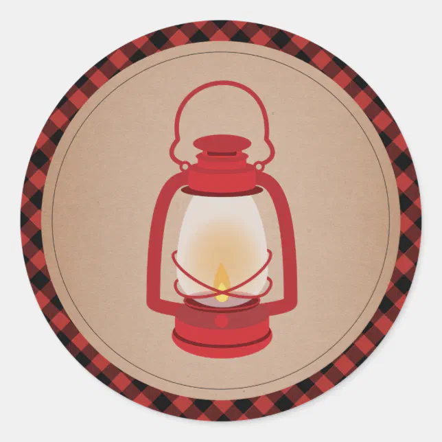 Red Lantern Plaid Sticker | Zazzle