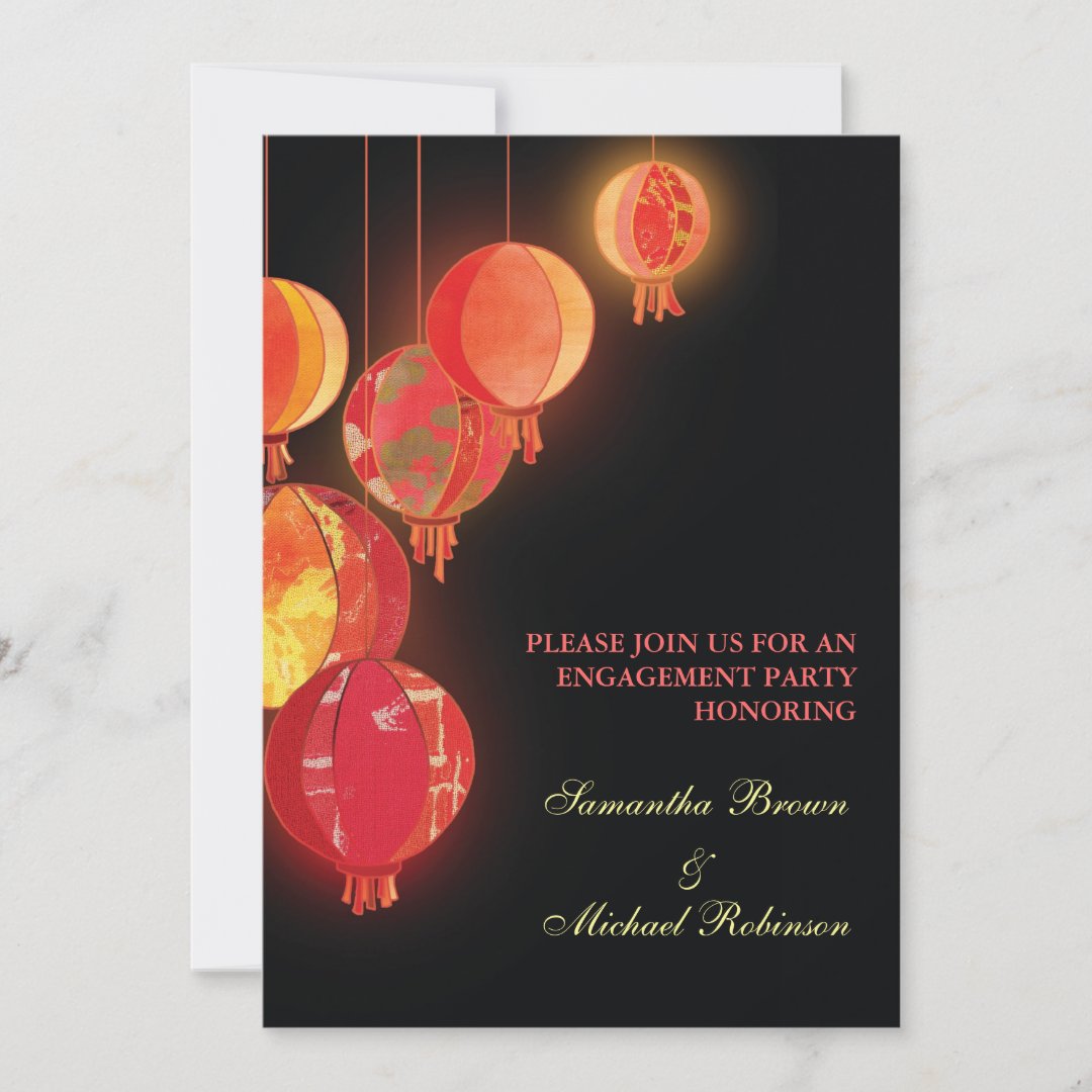 Red Lanterns: Engagement Invitations | Zazzle