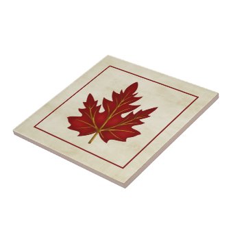Red Leaf Fall Season Themed Tile | Zazzle