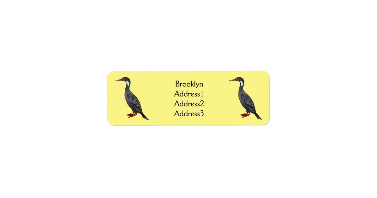 Red-legged cormorant bird cartoon illustration label | Zazzle