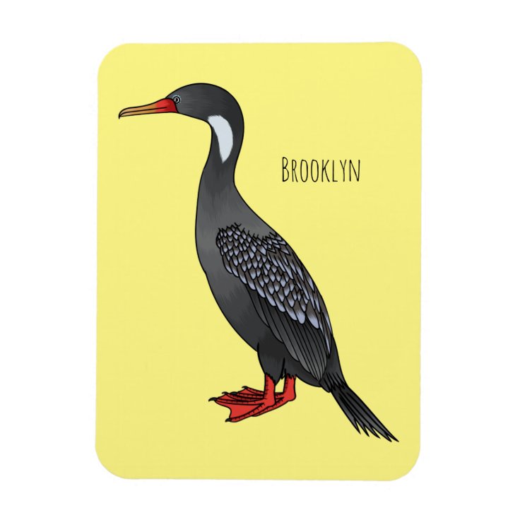 Red-legged cormorant bird cartoon illustration magnet | Zazzle