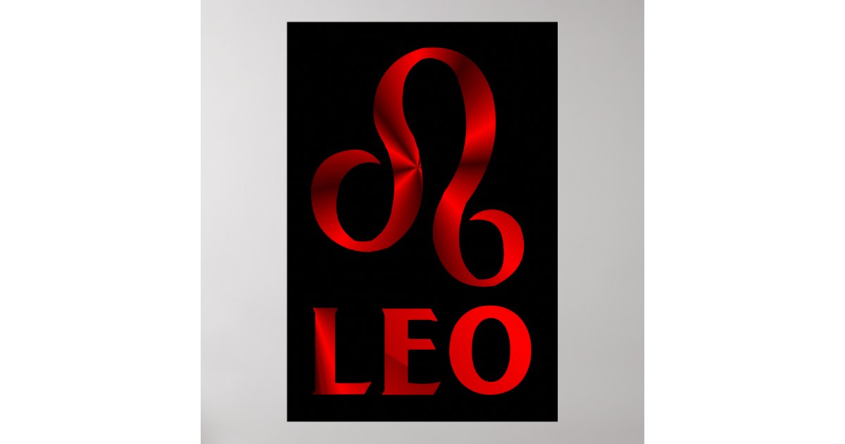 Red Leo Horoscope Symbol Poster | Zazzle