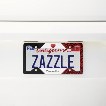 Red Leopard Animal Print - Heart License Plate Frame | Zazzle