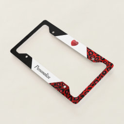 Red Leopard Animal Print - Heart License Plate Frame | Zazzle