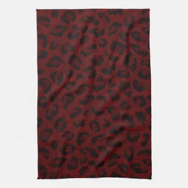 Red Leopard Print Kitchen Towel | Zazzle