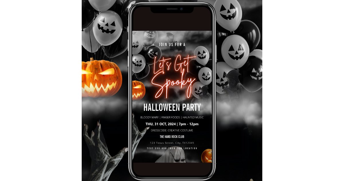 Red Lets Get Spooky Halloween Party Invitation | Zazzle