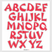Red Letters White Alphabet Wall Sticker | Zazzle