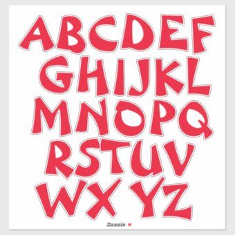 Red Letters White Alphabet Wall Sticker | Zazzle
